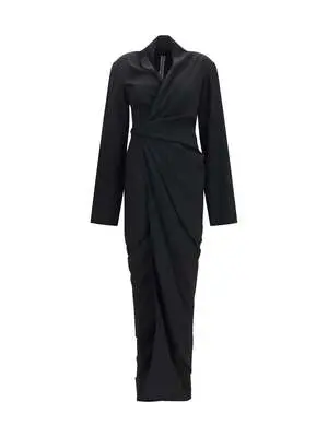 Rick Owens Wrap Draped Long Dress - Black