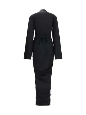 Rick Owens Wrap Draped Long Dress - Black