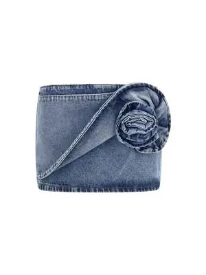 Magda Butrym Twisted Floral Denim Mini Skirt