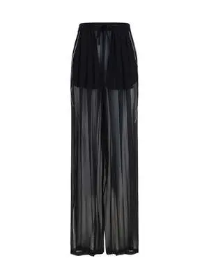 Dolce & Gabbana Silk Wide Leg Pants - Black