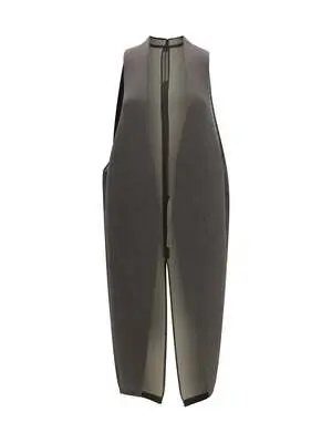 Rick Owens RICK OWENS Long Wool And Shearling Vest Gray