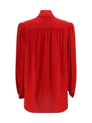 Valentino Garavani Silk Georgette Blouse With Balloon Sleeves - Red