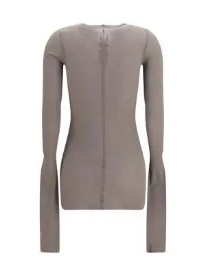 Rick Owens Ribbed Knit Long Sleeve Top - Gray