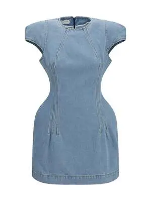 Magda Butrym Short-sleeve Denim Mini Dress - Blue