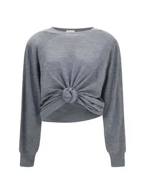 Magda Butrym Long-sleeve Knot T-shirt - Gray