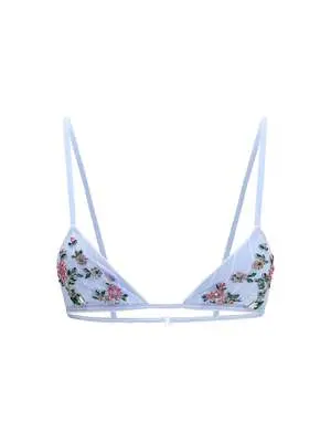 Dolce & Gabbana Striped Poplin Embroidered Bra - Blue