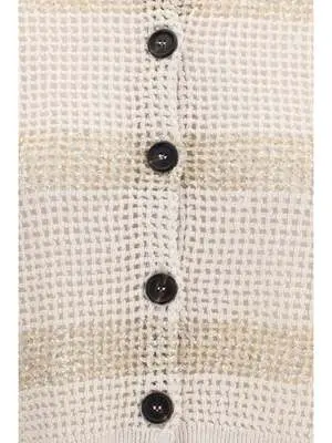 Brunello Cucinelli Striped Openwork Cotton Cardigan