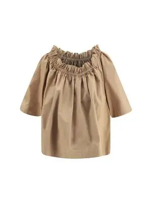 Saint Laurent Cotton Ruffle Top