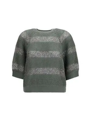 Brunello Cucinelli Openwork Sequined Sweater - Green