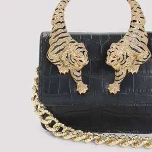 Roberto Cavalli Roar Small Flap Shoulder Bag - Black
