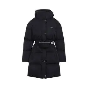 Prada Belted Down Coat - Black