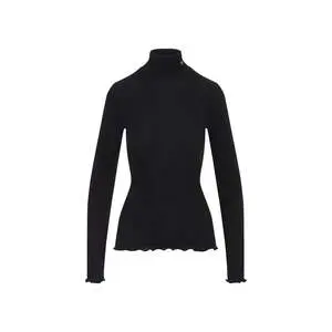 Prada Ribbed Knit Turtleneck Top - Black
