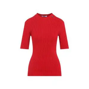 Prada Ribbed Virgin Wool Top - Red