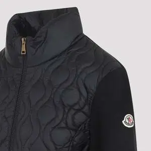 Moncler Quilted Zip-up Cardigan With High Neck - Black