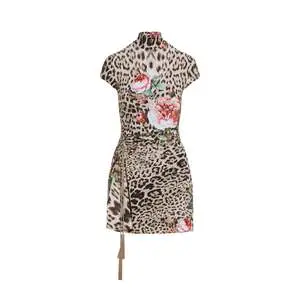 Roberto Cavalli Jaguar Roses Mini Dress - Multicolor