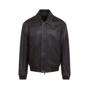 Prada Vintage Nappa Leather Bomber Jacket - Brown