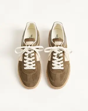 Valentino Garavani Upvillage Low Top Trainers In Split Leather And Calfskin Nappa Leather - Nude