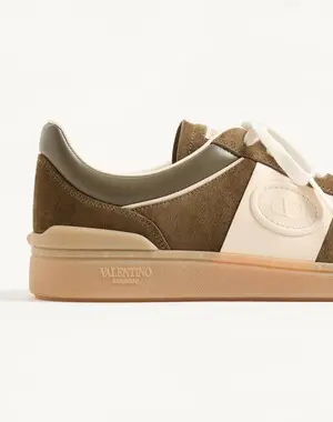 Valentino Garavani Upvillage Low Top Trainers In Split Leather And Calfskin Nappa Leather - Nude