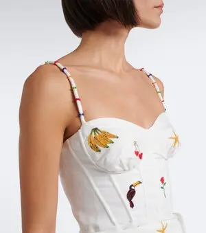 Farm Rio Cool Embroidered Linen Minidress