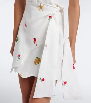 Farm Rio Cool Embroidered Linen Minidress