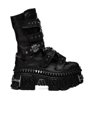 Vetements X New Rock Collaboration Gamer Studded Mid-calf Boots - Black