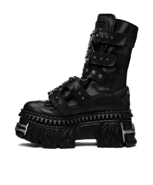 Vetements X New Rock Collaboration Gamer Studded Mid-calf Boots