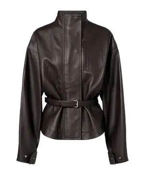 Jacquemus Ciro Long-sleeved Leather Jacket - Black