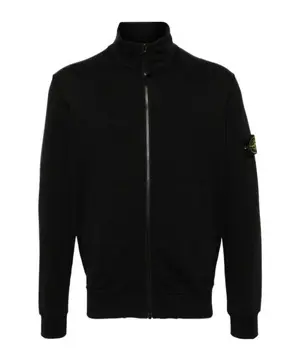Stone Island Long-sleeved Zip-up Sweatshirt - Black