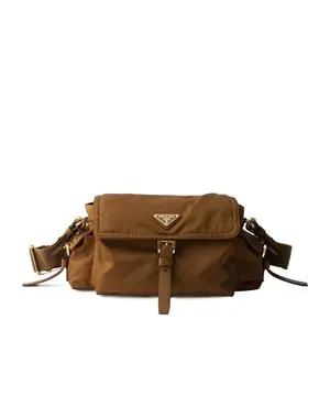 Prada Explore Medium Re-nylon Shoulder Bag With Flap - Brandy