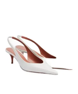 Amina Muaddi Leather Slingback Pumps - White