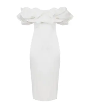 Elisabetta Franchi Off-shoulder Midi Dress With Back Slits
