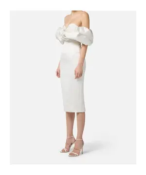 Elisabetta Franchi Off-shoulder Midi Dress With Back Slits