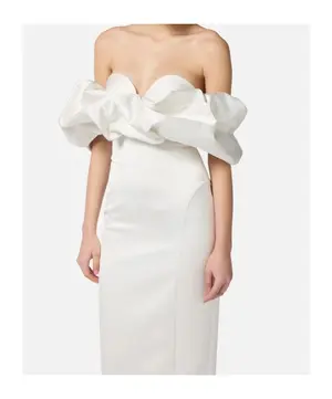 Elisabetta Franchi Off-shoulder Midi Dress With Back Slits