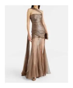 MARIA LUCIA HOHAN Marimar One-shoulder Silk Bustier Gown