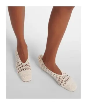 Magda Butrym Floral Appliqué Crochet Ballet Flats