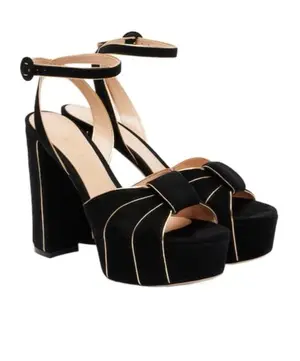 GIANVITO ROSSI Suede Platform Sandals - Black