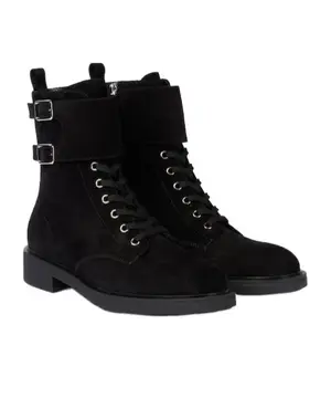 GIANVITO ROSSI Suede Combat Boots - Black