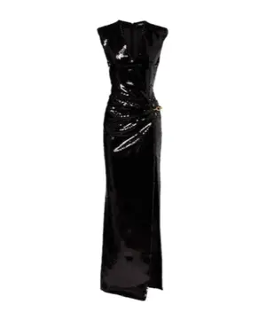 Balmain Chain-detail Sequined Gown - Black
