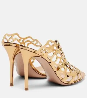 GIANVITO ROSSI Metallic Leather Mules