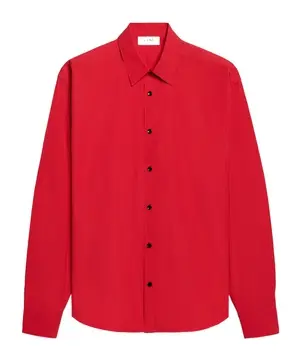 Celine Loose Shirt In Cotton Poplin - Bright Red
