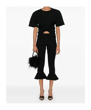 Magda Butrym Cropped T-shirt With Knot Detail - Black