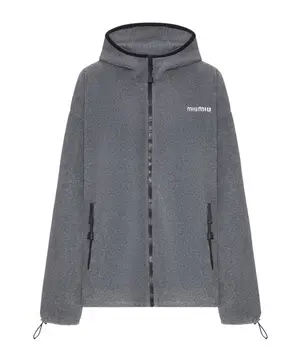 Miu Miu Long-sleeved Hooded Sweatshirt - Grey