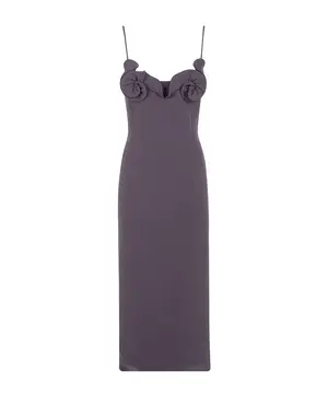 Magda Butrym Draped Rose Midi Dress - Black