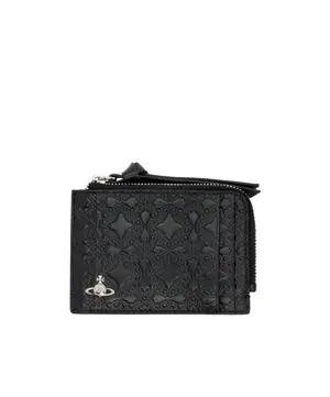VIVIENNE WESTWOOD Embossed Zipper Card Holder - Black