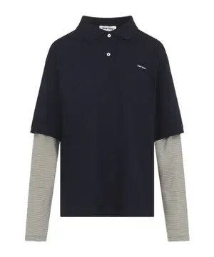 Miu Miu Layered Long Sleeve Polo Shirt - Black