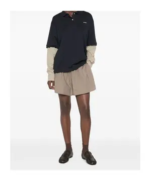 Miu Miu Layered Long Sleeve Polo Shirt - Black