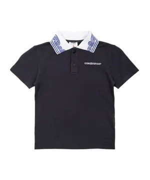 Casablanca Short-sleeved Polo Shirt With Lapel Collar - Navy