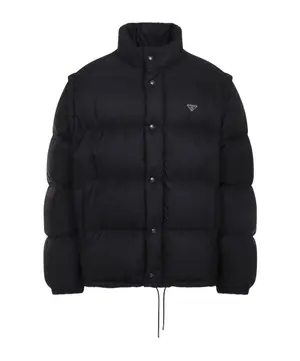 Prada High-necked Long-sleeved Down Jacket - Black
