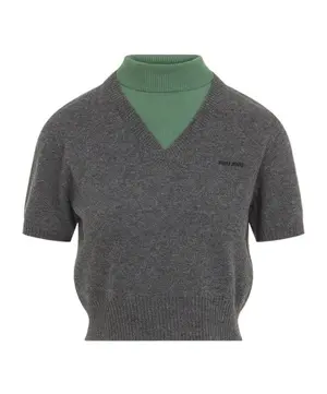 Miu Miu Short-sleeved Knitwear - Black