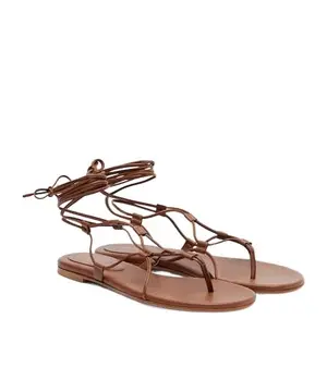 GIANVITO ROSSI Leather Gladiator Sandals - Brown